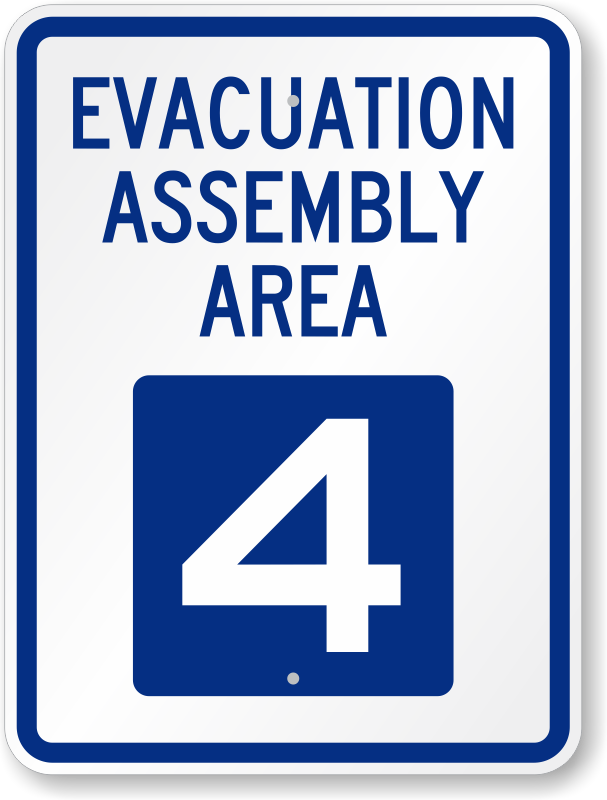 Evacuation Assembly Area 4 Sign - Emergency Meeting Area Signs, SKU: K ...