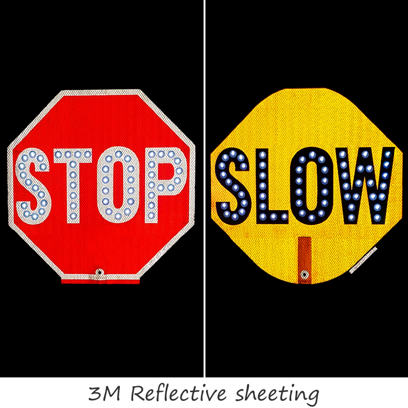 Stop-Slow 2-Sided LED Sign with Rechargeable Battery