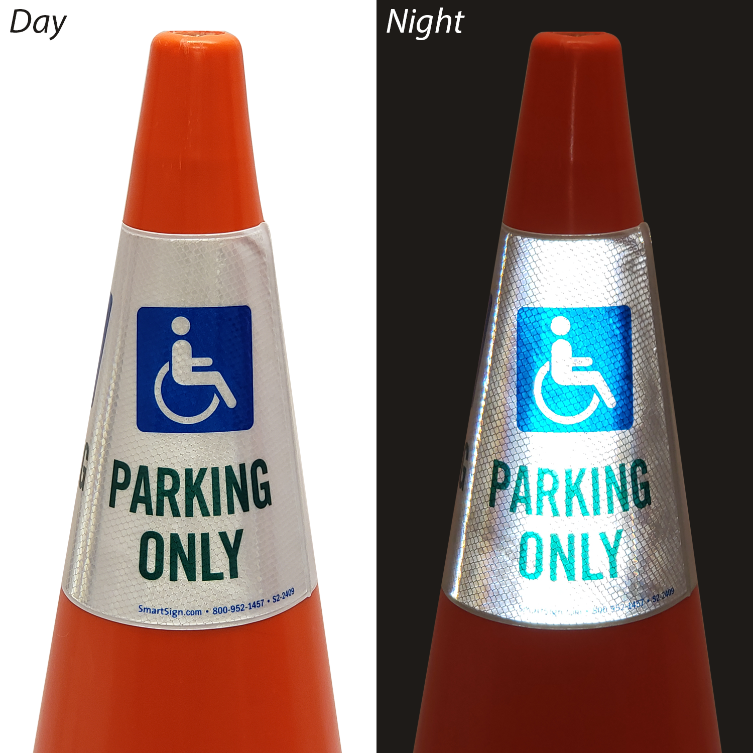 Handicapped Parking Only Cone Collar Signs