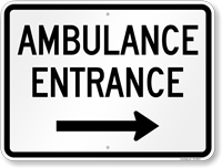 Ambulance Entrance Sign with Arrow, SKU: K2-4393-R