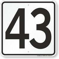 Parking Lot Number 43 Sign, SKU: K2-5003-43