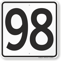 Parking Lot Number 98 Sign, SKU: K2-5003-98