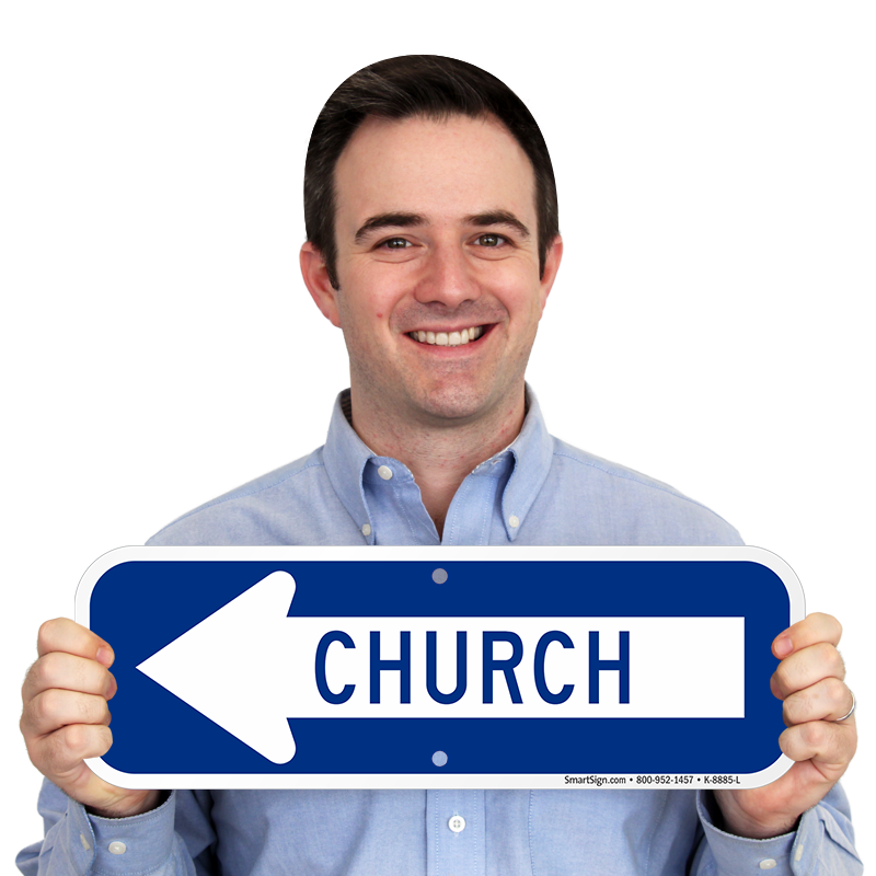 Church Sign with Left Arrow