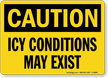 Slippery / Icy Conditions Today Caution Ice Alert Sign