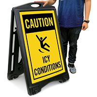 Caution Icy Conditions Sidewalk Sign, SKU: K-ROLL-1074