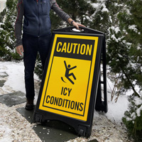 Caution Icy Conditions Sidewalk Sign, SKU: K-ROLL-1074