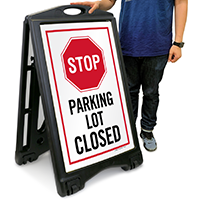 Stop Parking Lot Closed Sidewalk Sign, SKU: K-ROLL-1103